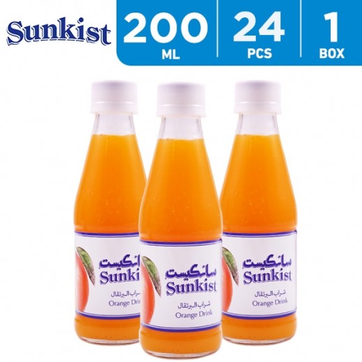 Buy Sunkist Orange Drink Juice Bottle 24 x 200 ml | توصيل Taw9eel.com