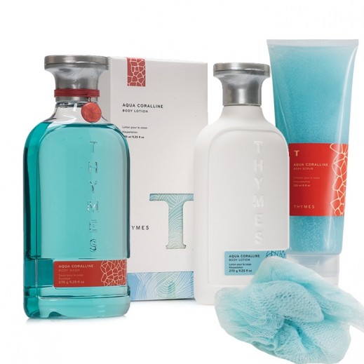 Buy Thymes Aqua Coralline Bath & Body Set 2 (Body Wash + Body Lotion + Body Scrub + Loofah ...