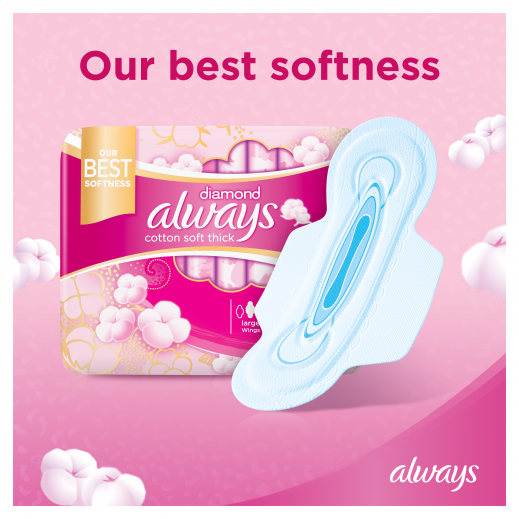 Buy Always Diamond Cotton Soft Maxi Thick Large Sanitary Pads with ...