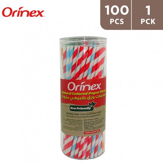 Buy Orinex Natural Paper Colour Straw - 100 Pieces | توصيل Taw9eel.com