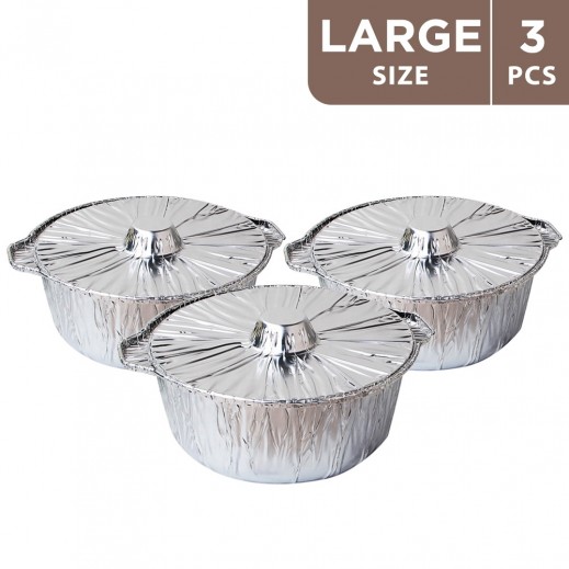 Buy Easy Kitchen Aluminium Foil Large Pot with Lid - 3 Pieces Set Large ...