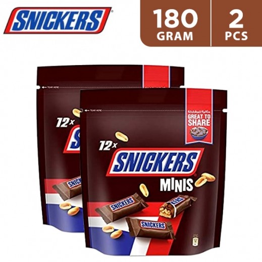 Buy Snickers Minis 12's Chocolate 180 g (2 Pack) | توصيل Taw9eel.com