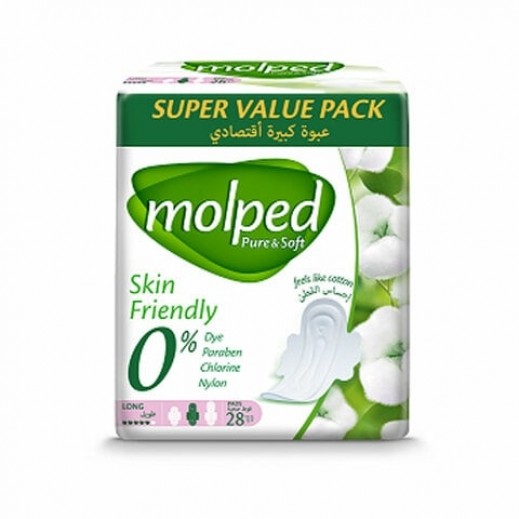Buy Molped Pure & Soft Cotton Sanitary Pads Long 28 Pieces | توصيل ...