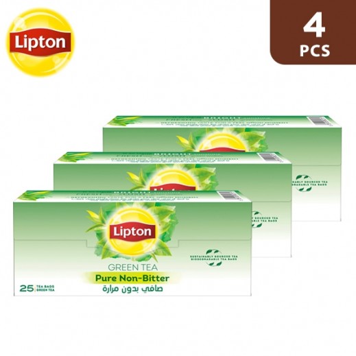 Buy Lipton Pure Non-Bitter Green Tea 4 x 25 Bags | توصيل Taw9eel.com