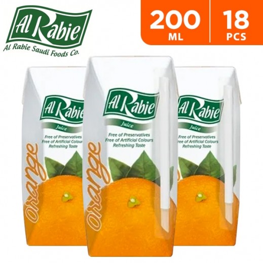 Buy Al Rabie Orange Nectar Juice 200 ml (18 Pieces) | توصيل Taw9eel.com