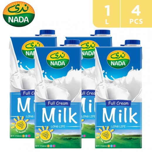 Buy Nada Long Life Full Cream Milk - 4 x 1 L | توصيل Taw9eel.com