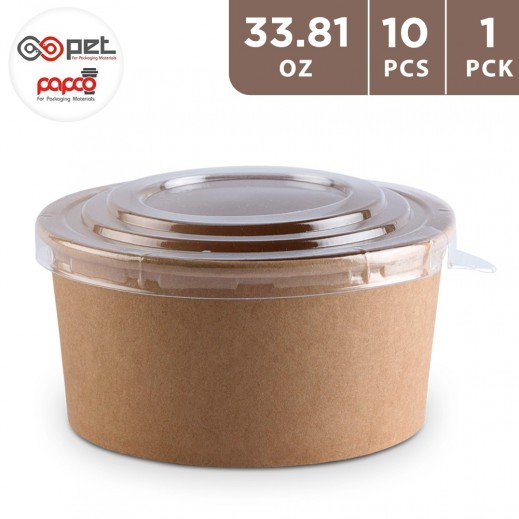 Buy Papco Kraft Round Container 33.81 oz With Lids 10 Pieces | توصيل ...